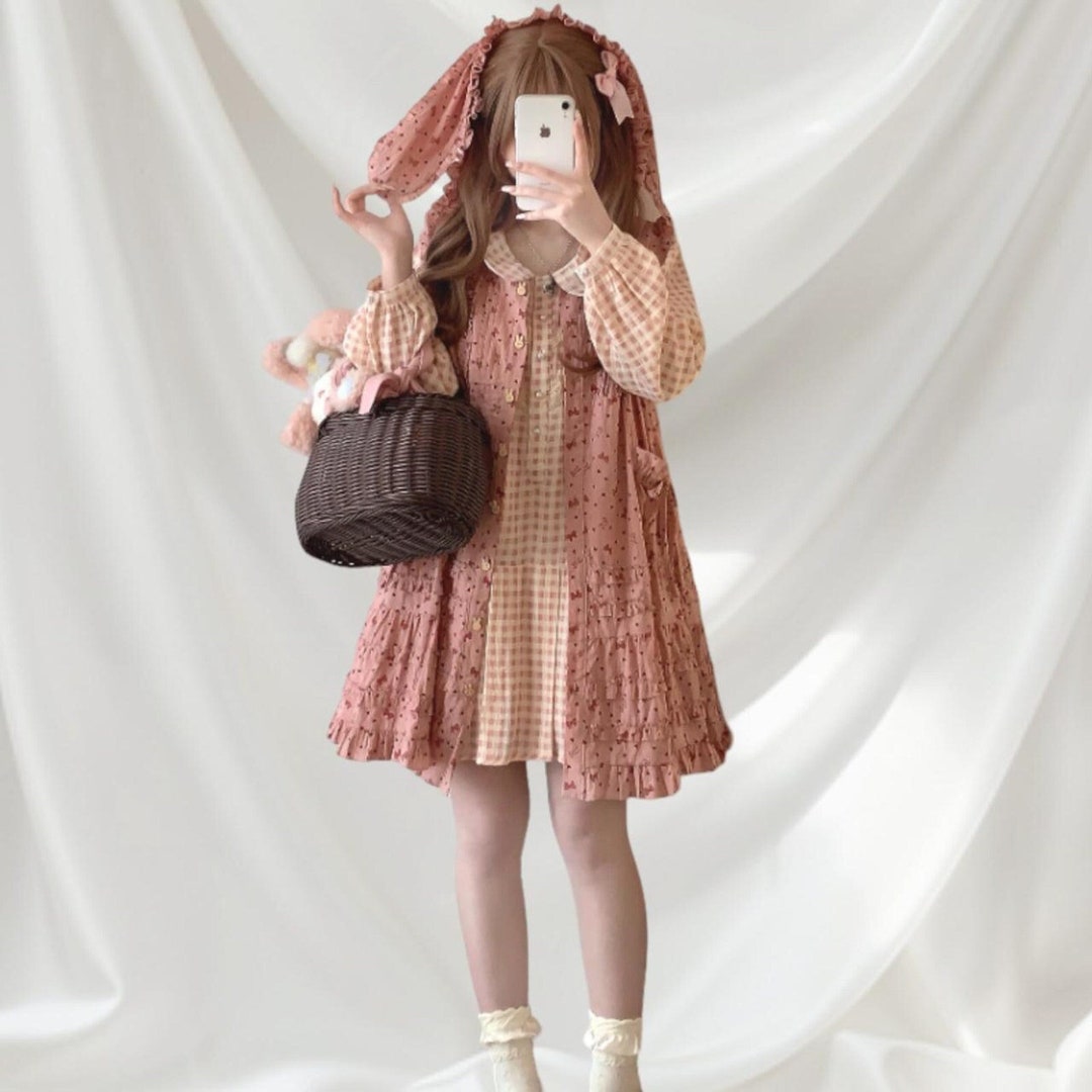Lovely Bunny Ear Hooded Ruffled Dress Kawaii Clothes, Cutecore, J ...