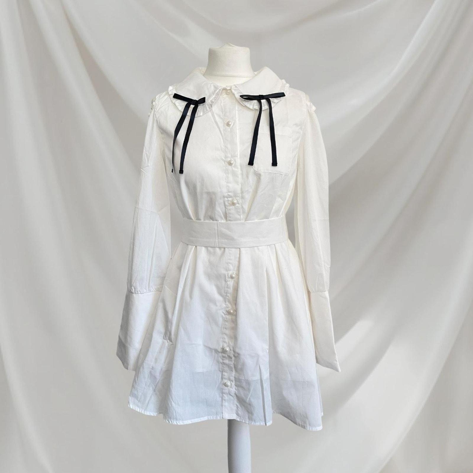 Rare Ank Rouge White Ribbon Tie Dress With a Matching Waist Belt in ...