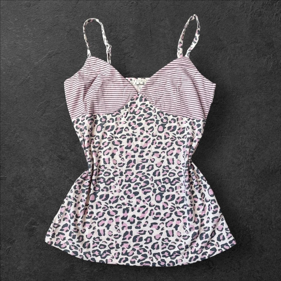 Vintage Striped and Leopard Print Camisole Top - Etsy