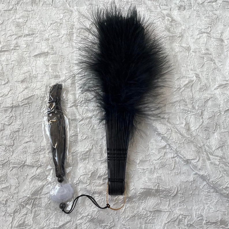 Retro Handheld Fluffy Fan Black Lolita - Etsy