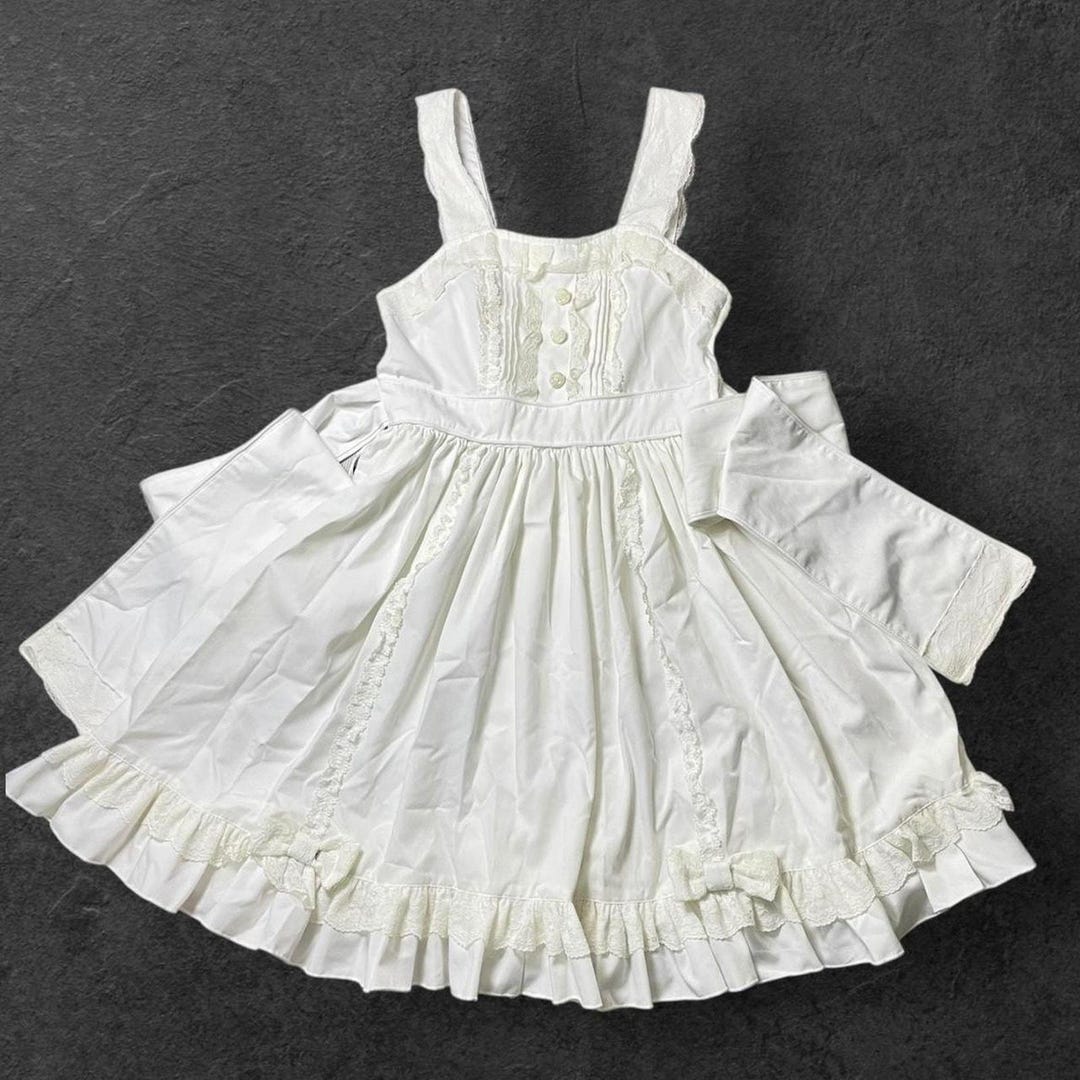 Japanese Brand Bodyline White Lace Dress With Cross-tie Back and Full ...