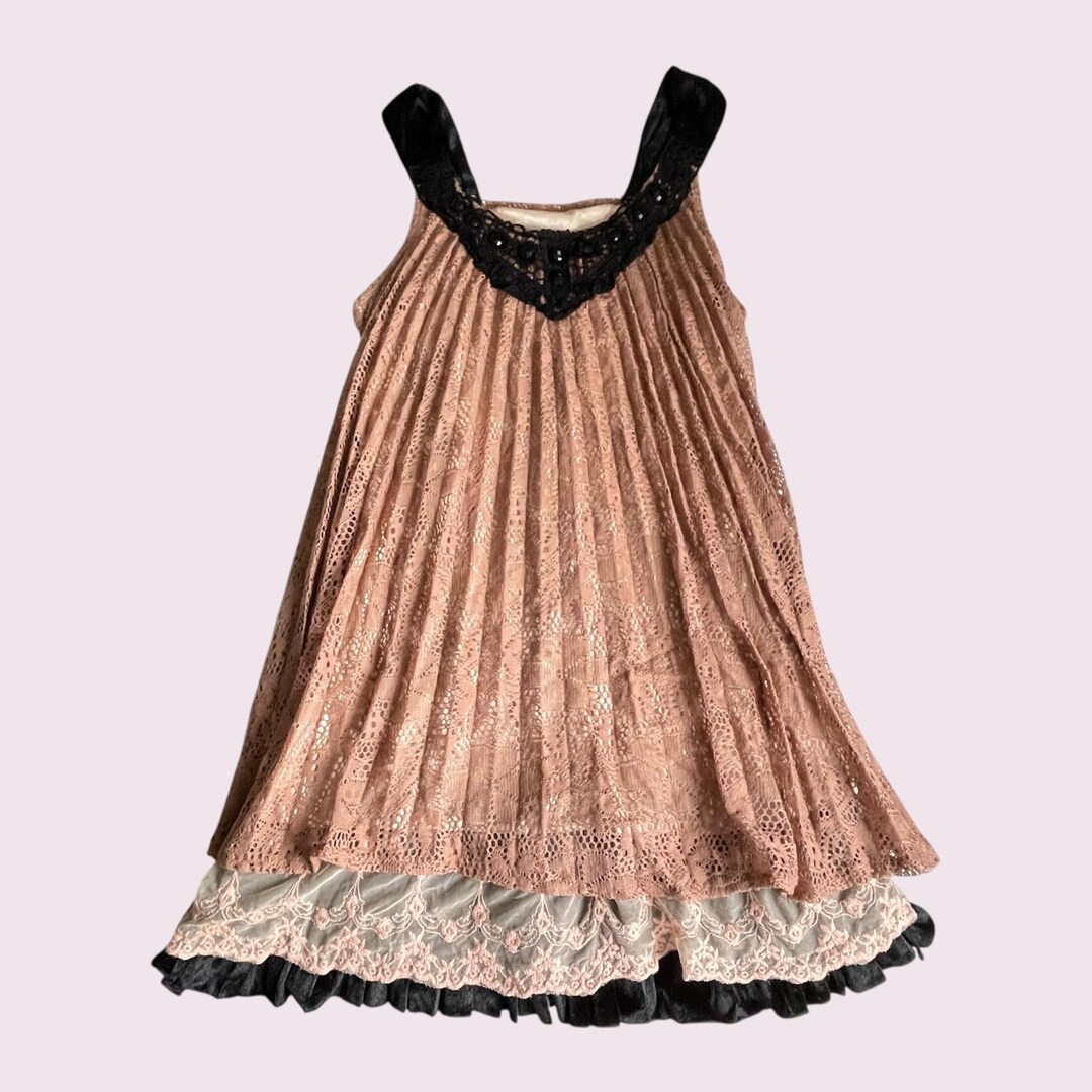 Axes Femme Layered Lace Dress – Vintage Rose & Black Contrast - Etsy