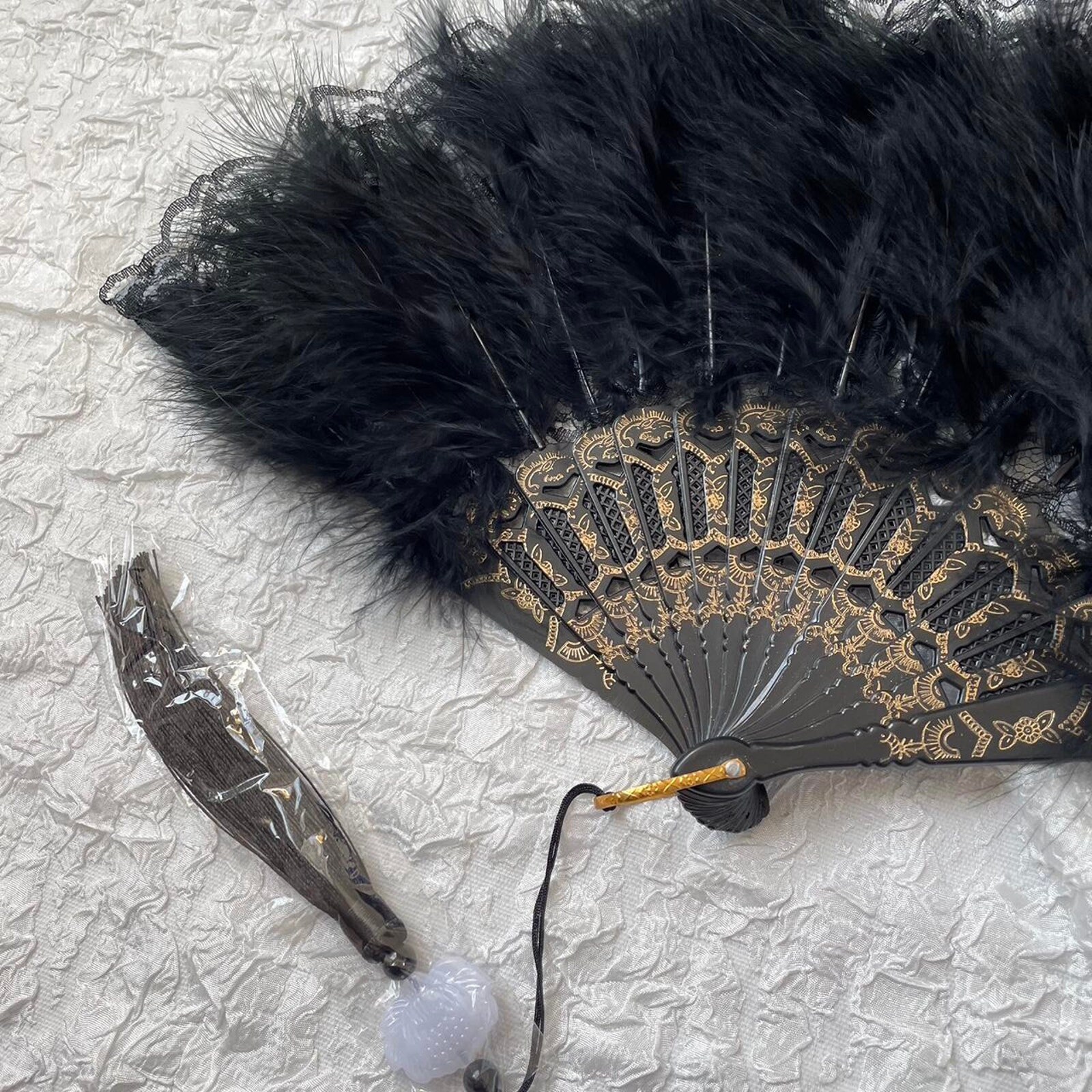 Retro Handheld Fluffy Fan Black Lolita - Etsy