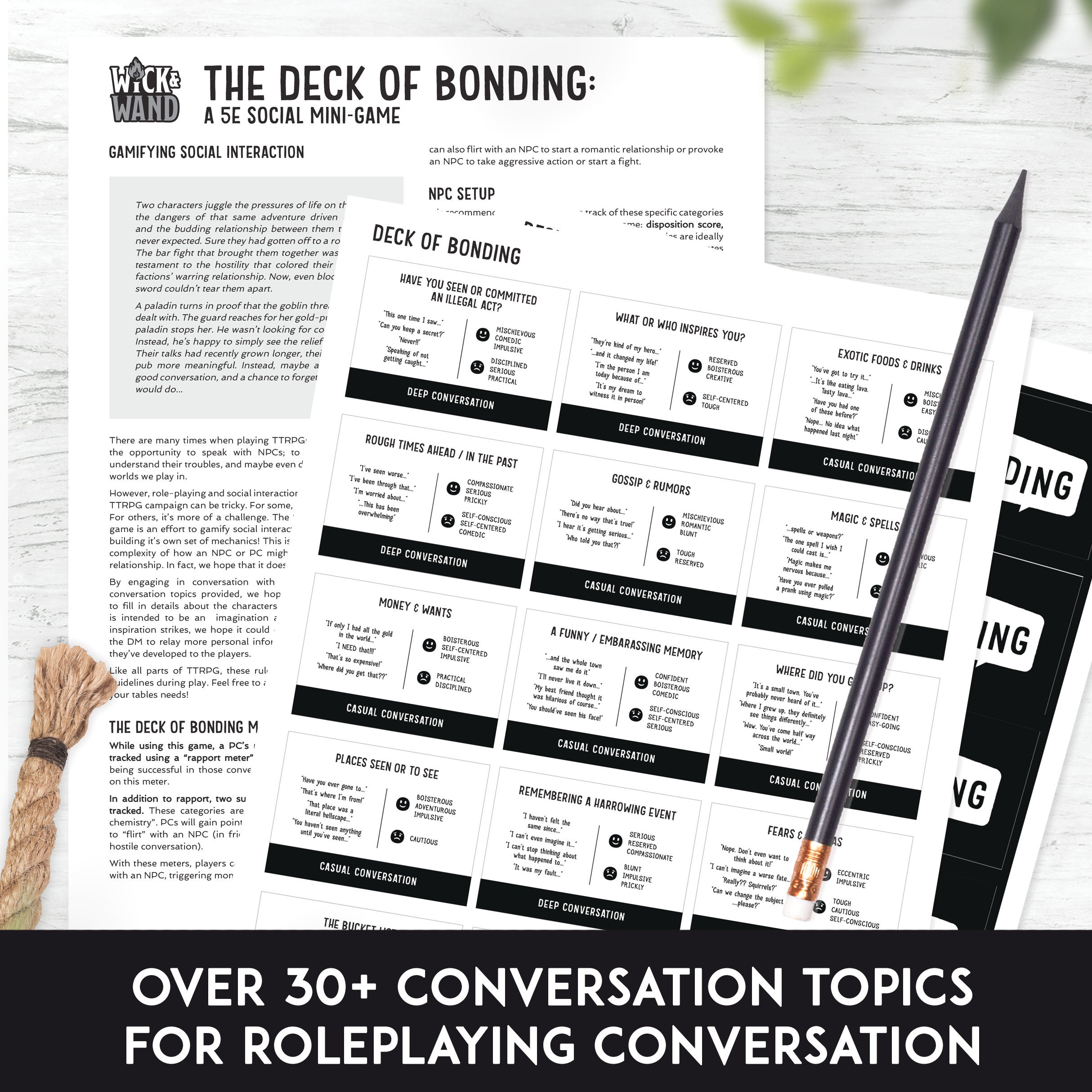 D&D Social Interaction RP Mini-game / Deck of Bonding Game / Dungeons ...