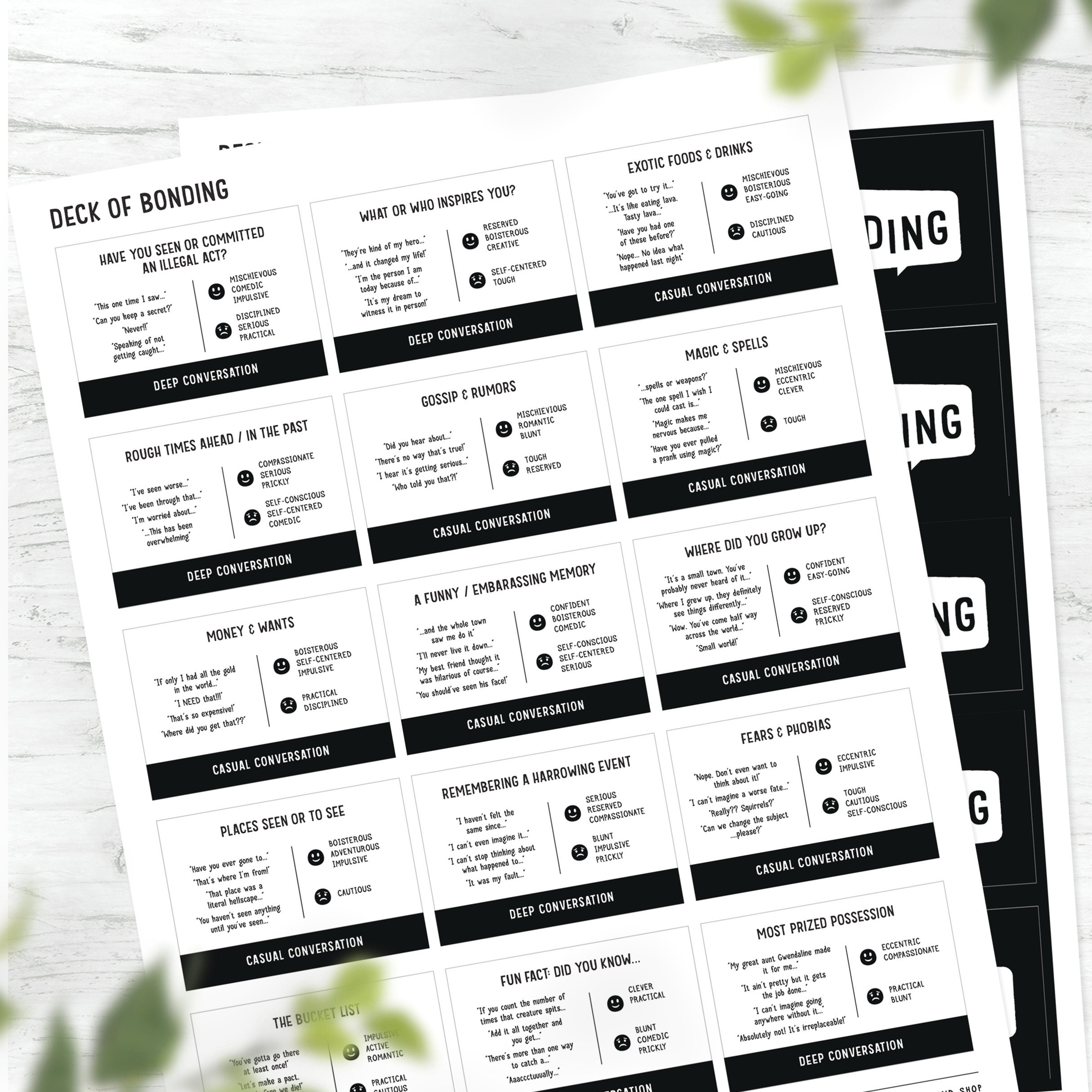 D&D Social Interaction RP Mini-game / Deck of Bonding Game / Dungeons ...