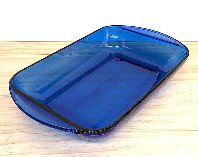 Vintage Anchor Hocking Cobalt Blue Glass Baking Dish 9x13 3qt Rectangle ...