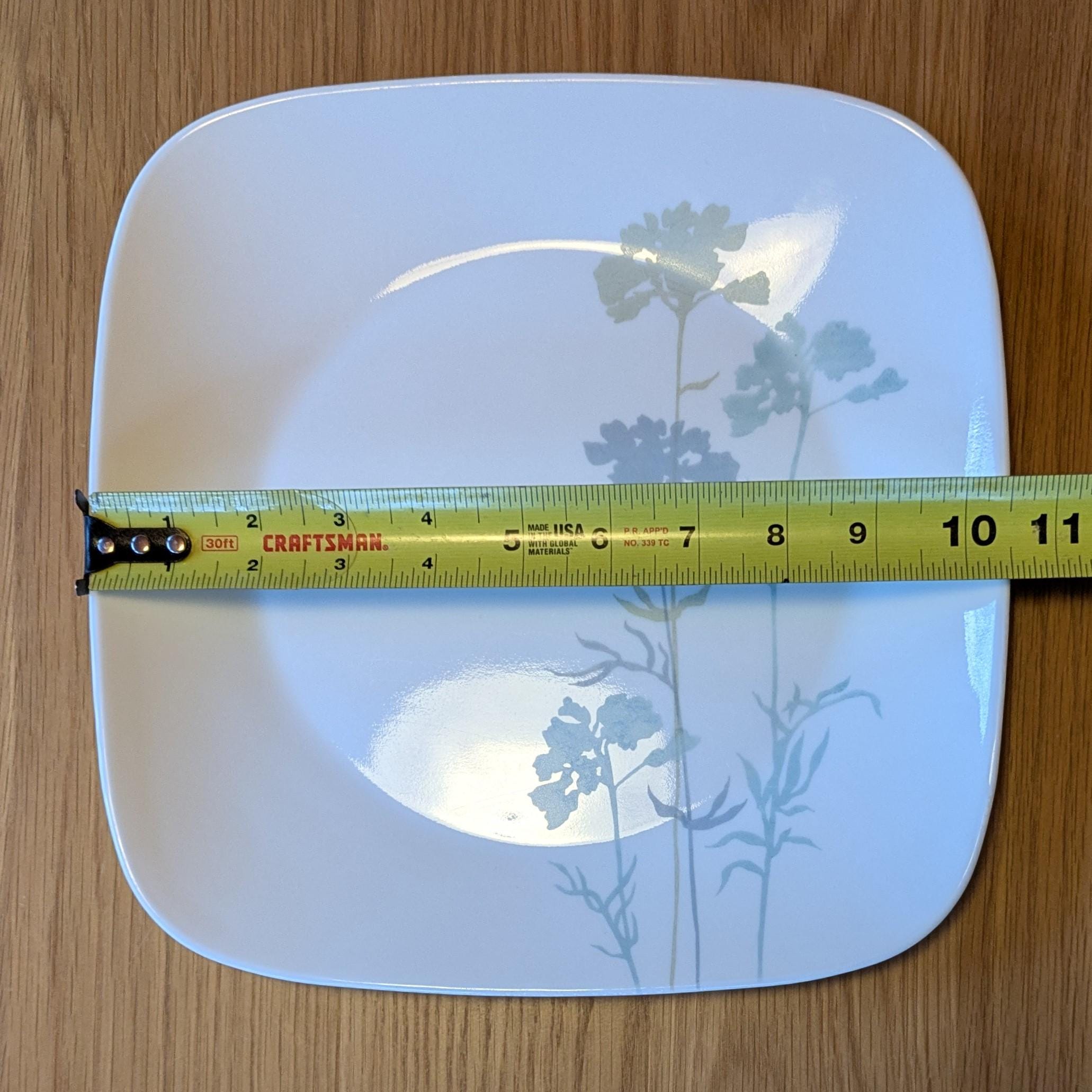 Corelle Floral Square Plate | 9"/10.5" Vintage Dinnerware, Made in USA ...