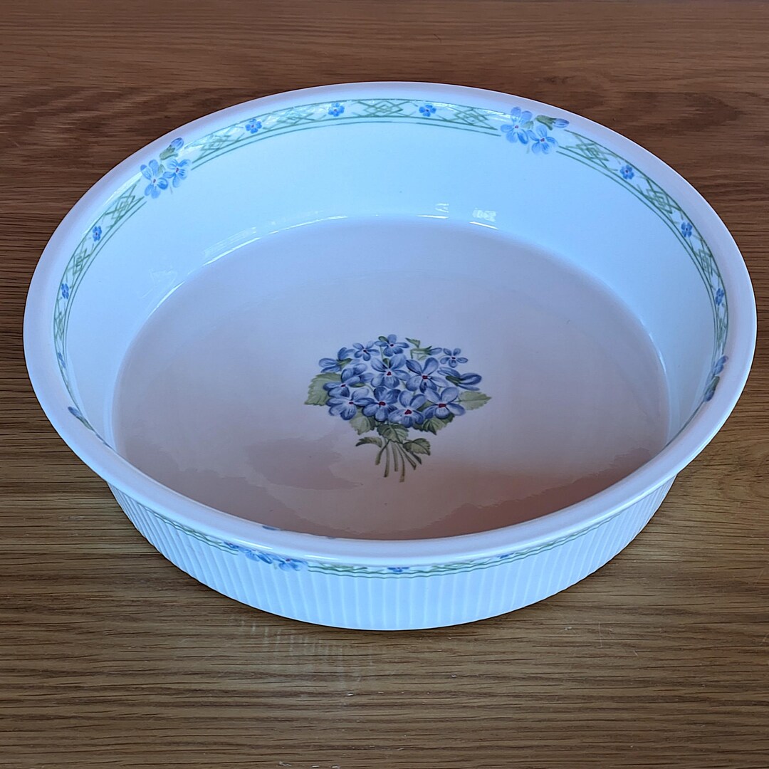 Vintage Porcelaine De Paris Violettes Anne De Solages 9.5" Round Gratin ...