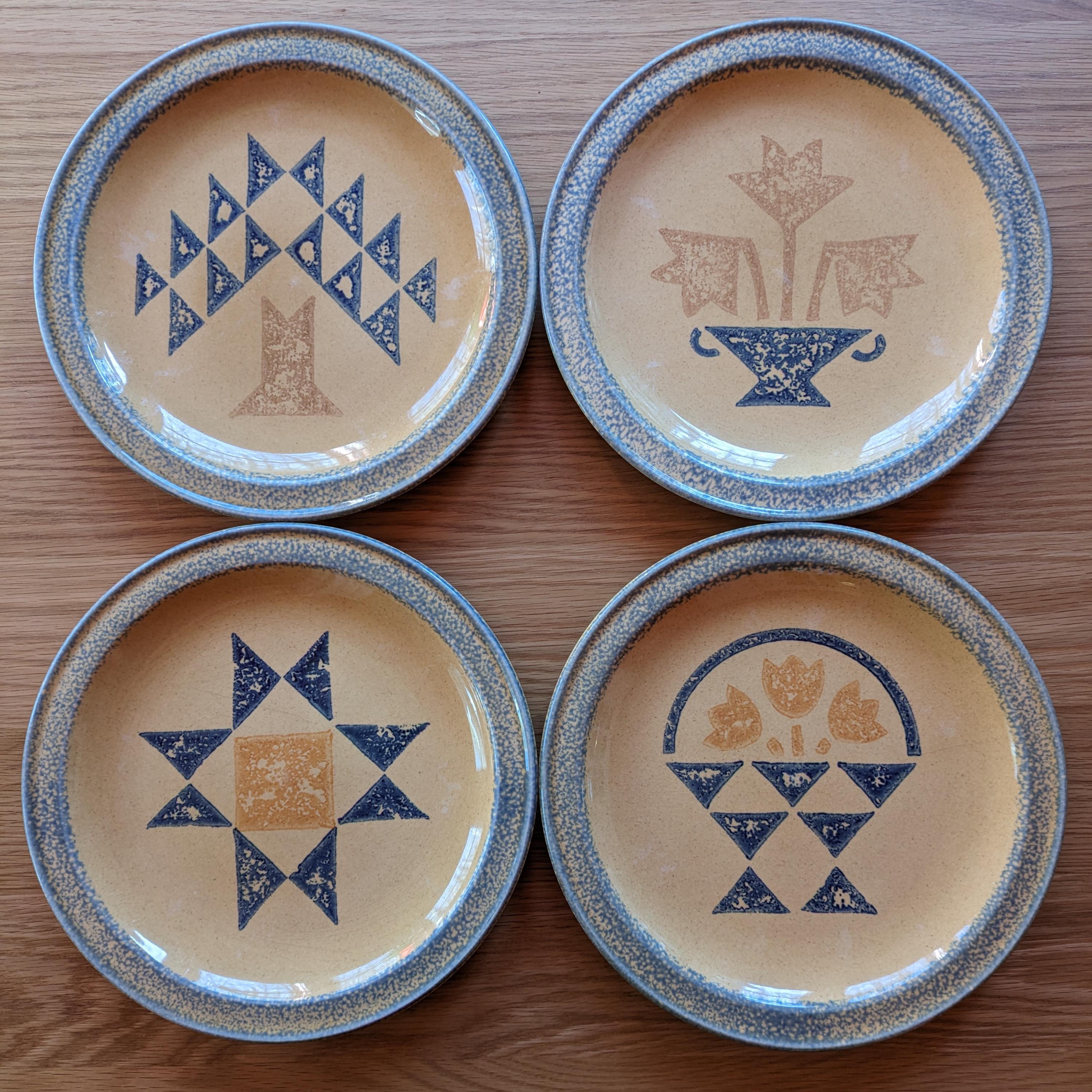 Vintage 1980s Pfaltzgraff America Pattern Stoneware Dinner Plates, Folk ...