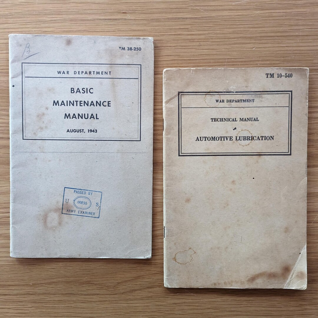 WWII Army Technical Manuals TM 38-250 Basic Maintenance & TM 10-540 ...
