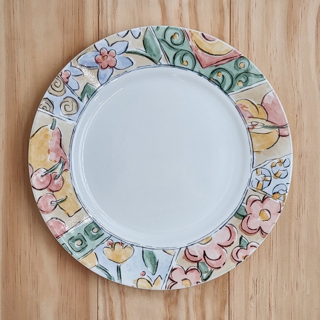 Corelle Impressions Watercolors MCM Dinner Plate Corning Vitrelle - Etsy