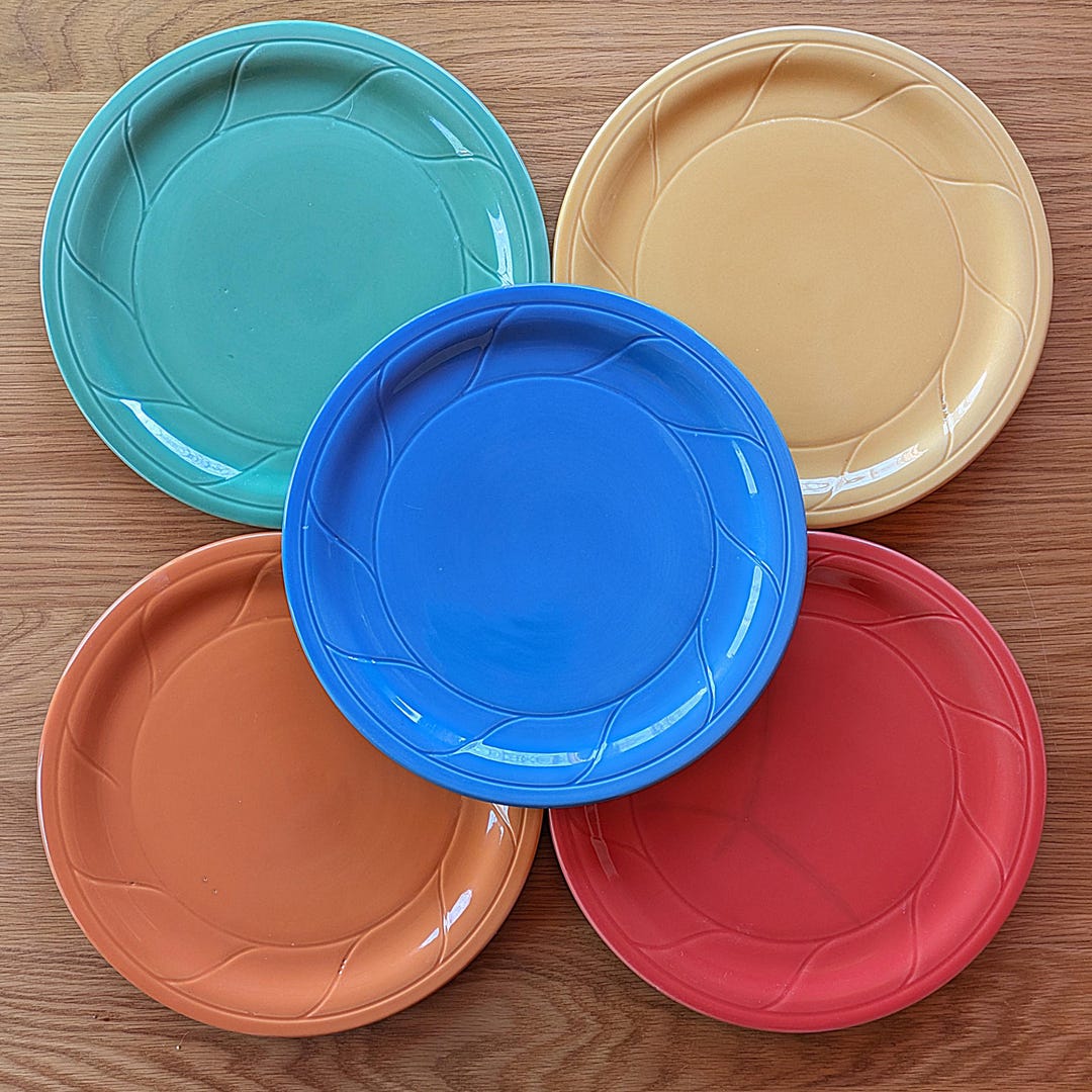 Vintage Crestware Colorful Dinner Plates Set of 5 10.5" Ceramic Rainbow ...
