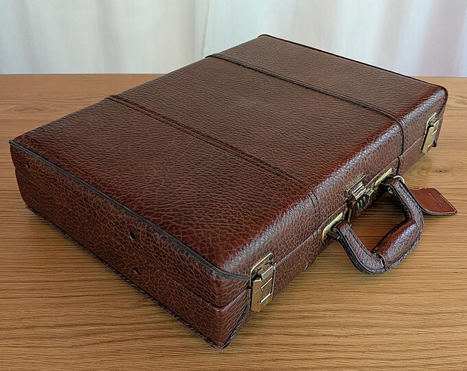 Vintage Airway Brown Leather Briefcase 18x13x4, 1980s Hard Shell ...