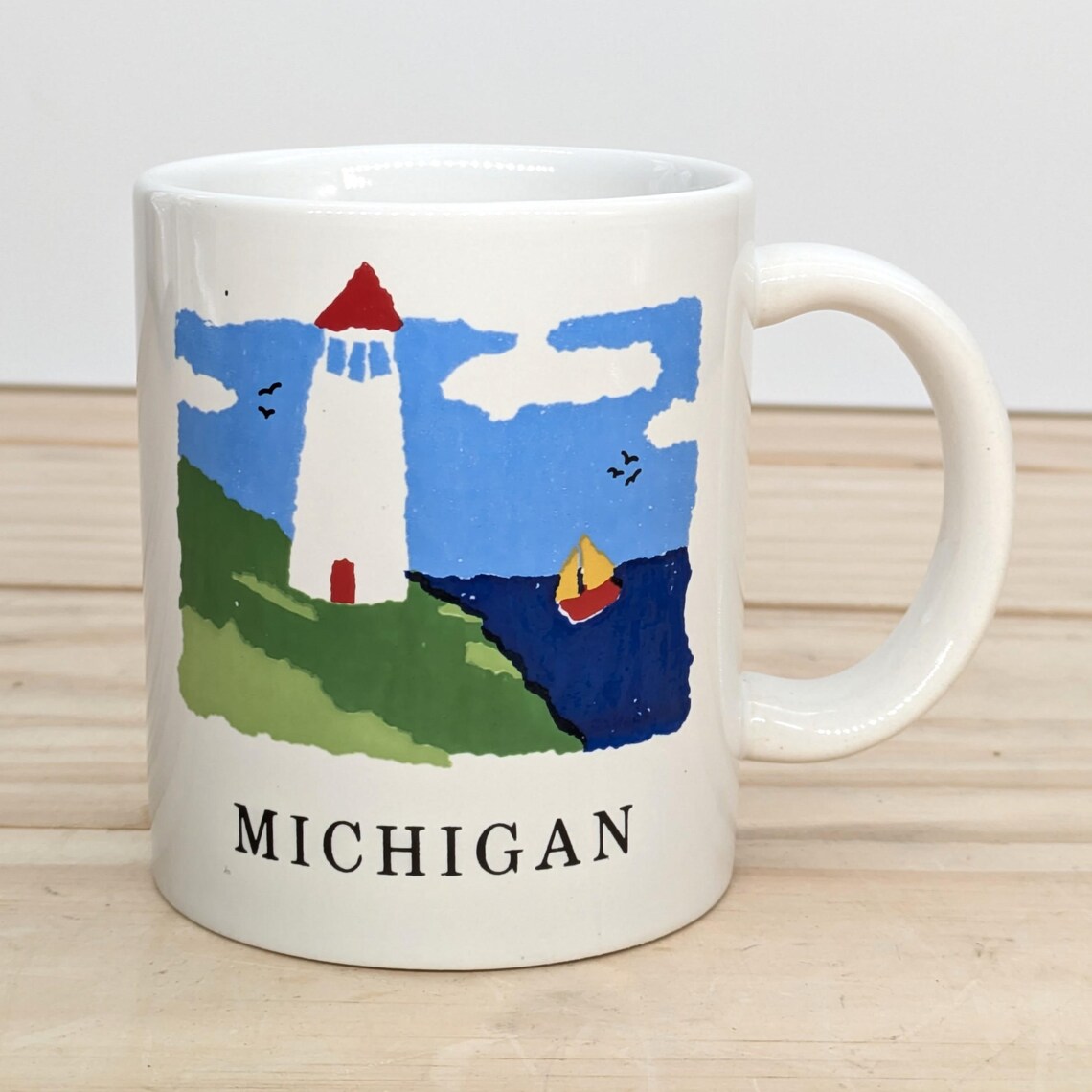 Vintage Michigan Lighthouse Coffee Mug – 1990s Souvenir - Etsy