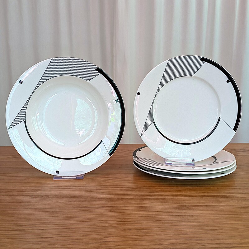 Black and White Geometric Dinnerware - Etsy
