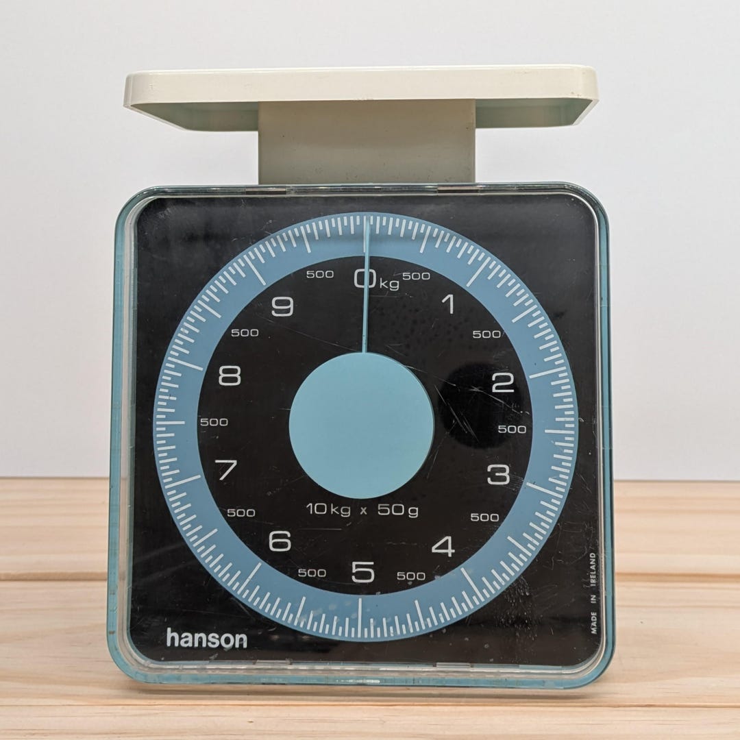 1960s Hanson Kitchen Scale, Mid Century Modern Blue & Black, Made in ...