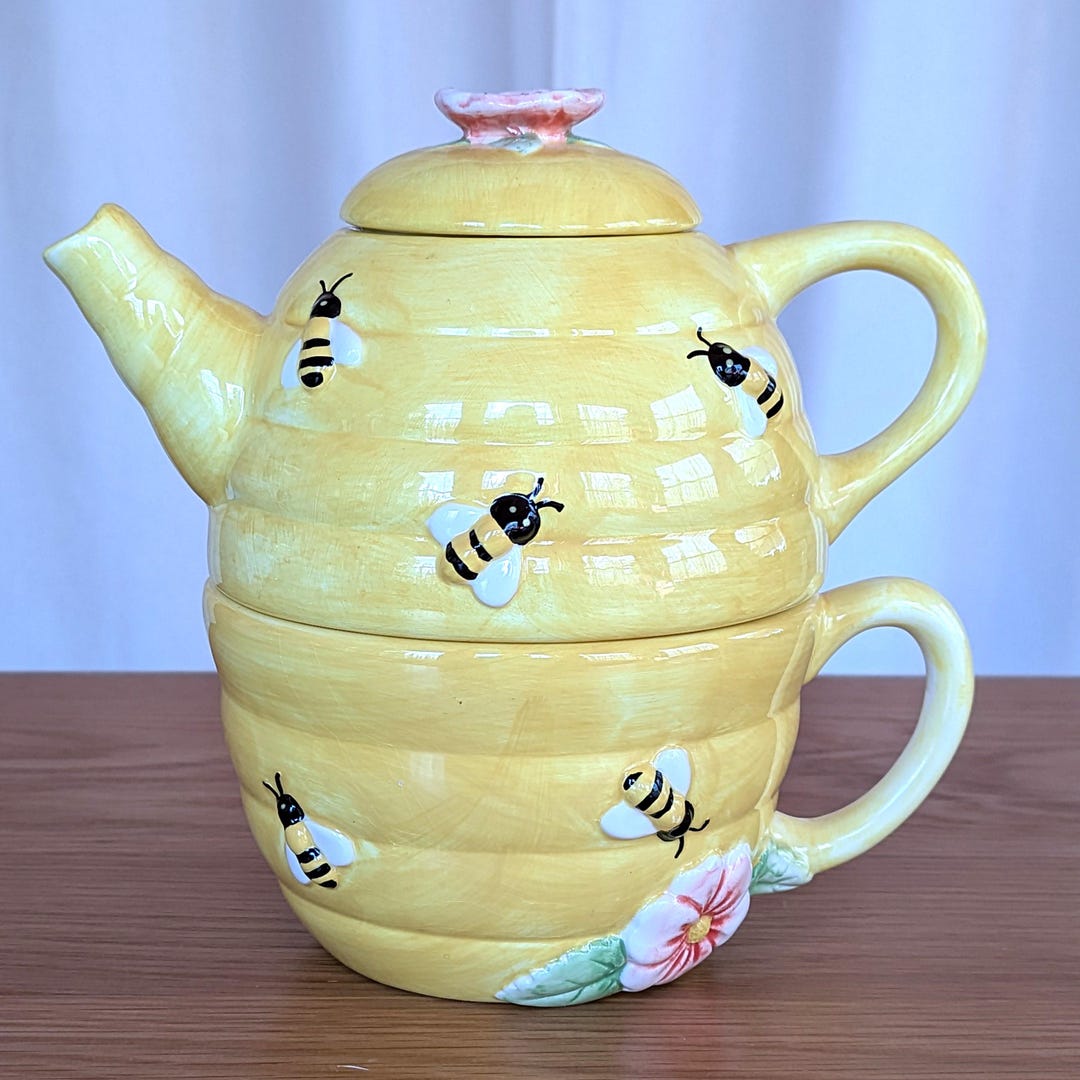 Vintage 1990s Beehive Tea for One Set Peggy Jo Ackley Design Ceramic ...