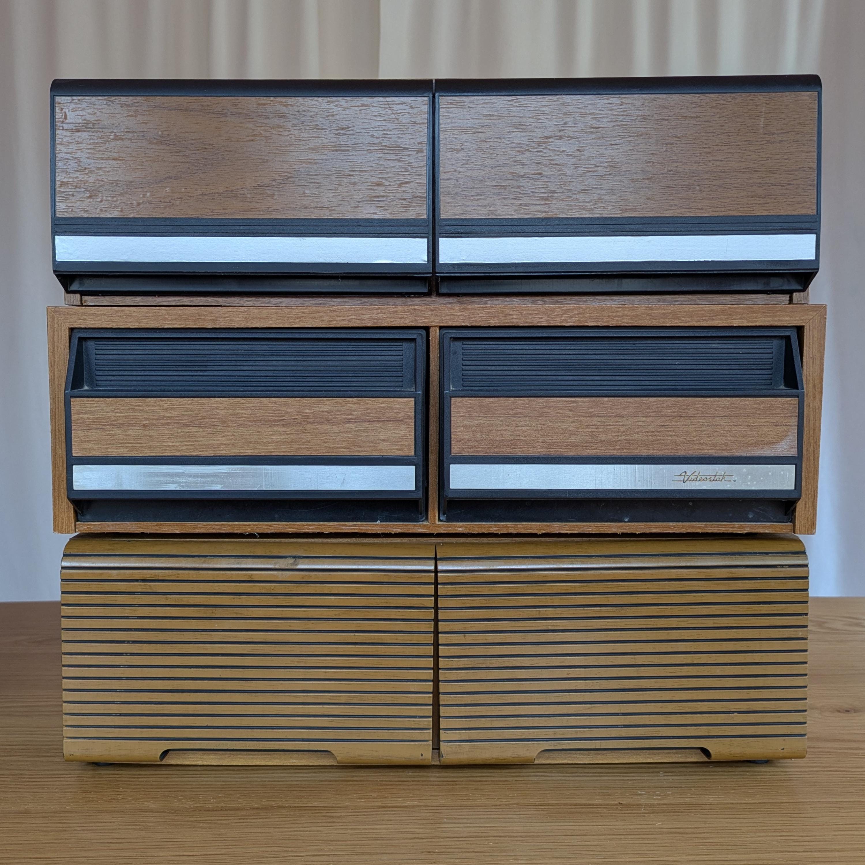 Vintage Faux Woodgrain VHS Storage Cabinets - Holds 18/24 Tapes ...