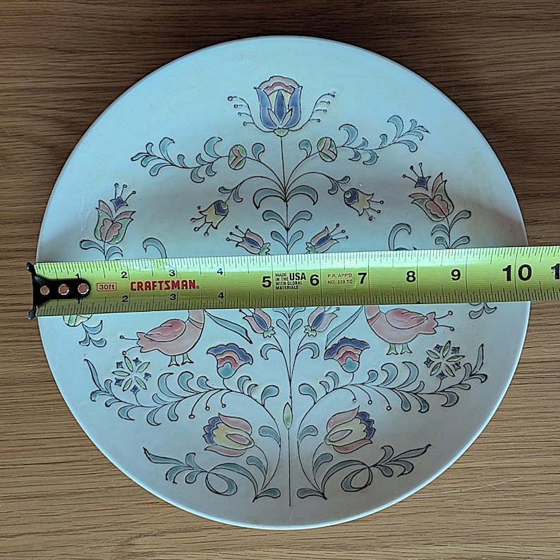 Vintage Toyo Jena Hall Decorative Plate, Pastel Folk Art Birds, 10.25 ...