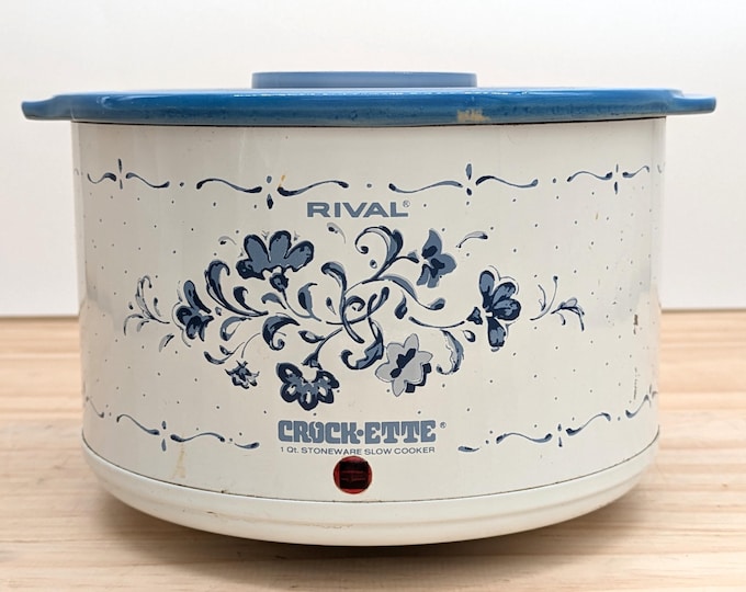 Vintage Rival Crock-ette 1 Quart Slow Cooker Model 3205, Blue Floral ...