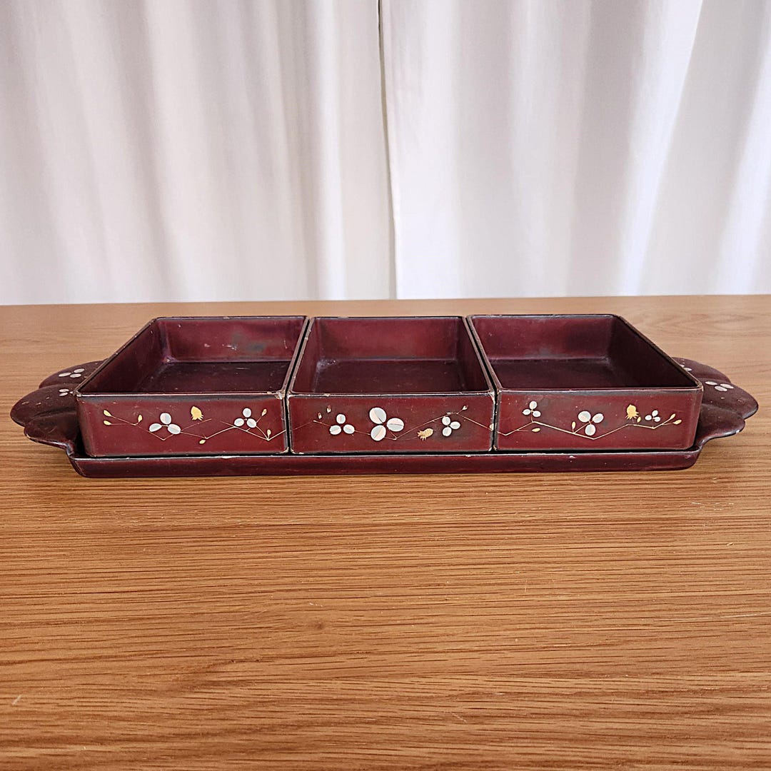 Vintage Maruni Lacquerware Tray Set Made in Occupied Japan Handcrafted ...