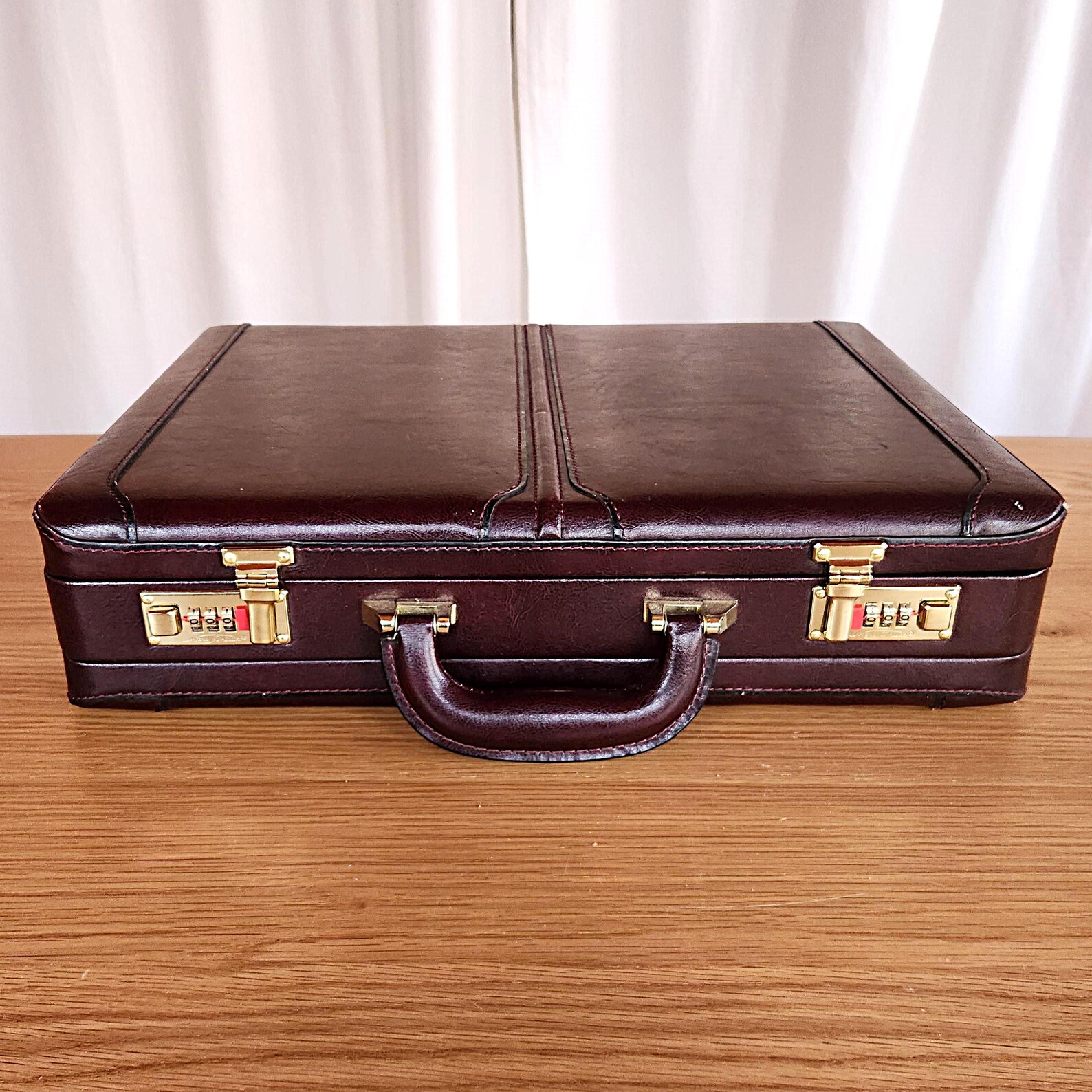 UNUSED Vintage Mark Phillips Leather Briefcase, Burgundy, Suede ...