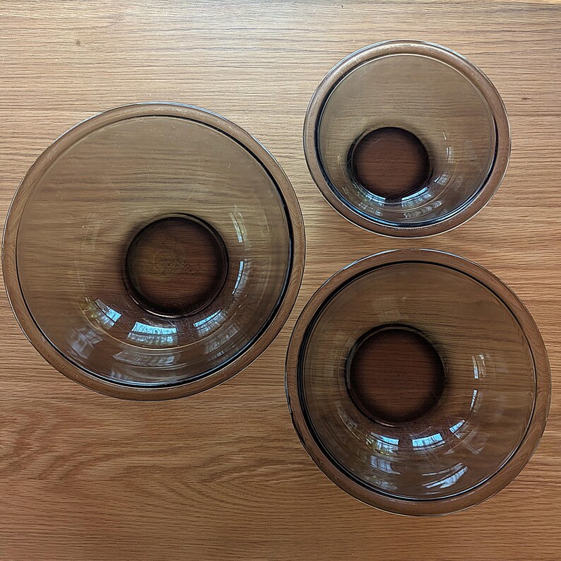 Vintage Pyrex Amber Glass Nesting Mixing Bowls Set of 3, Sizes 1L, 1.5L ...