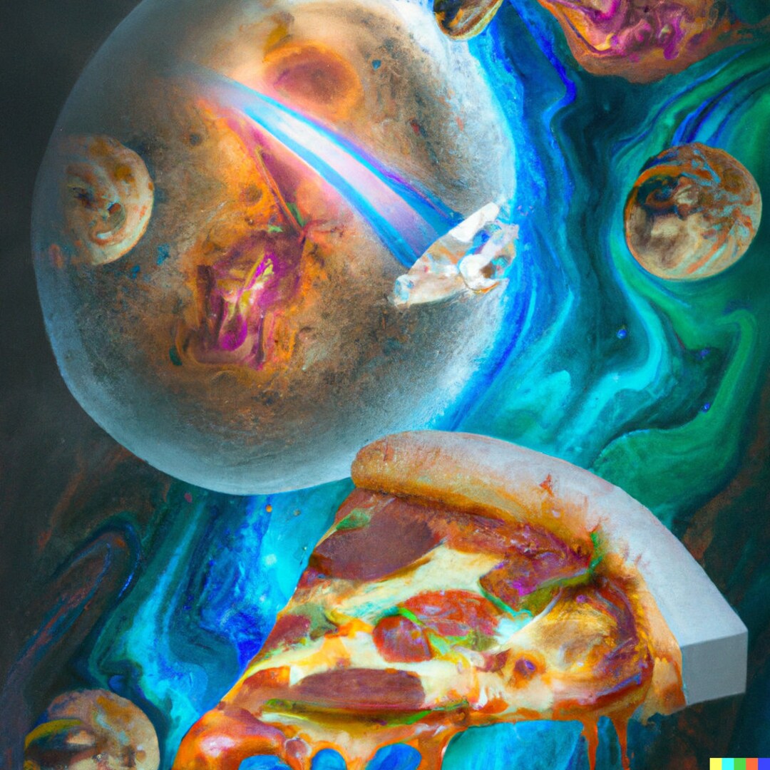 Pizza in Space, Airbrush Surrealism, Download, Digital Art - Etsy