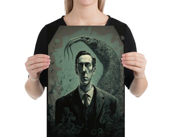 Cthulhu HP Lovecraft Inspired Art Print, Lovecraftian Poster, Book ...