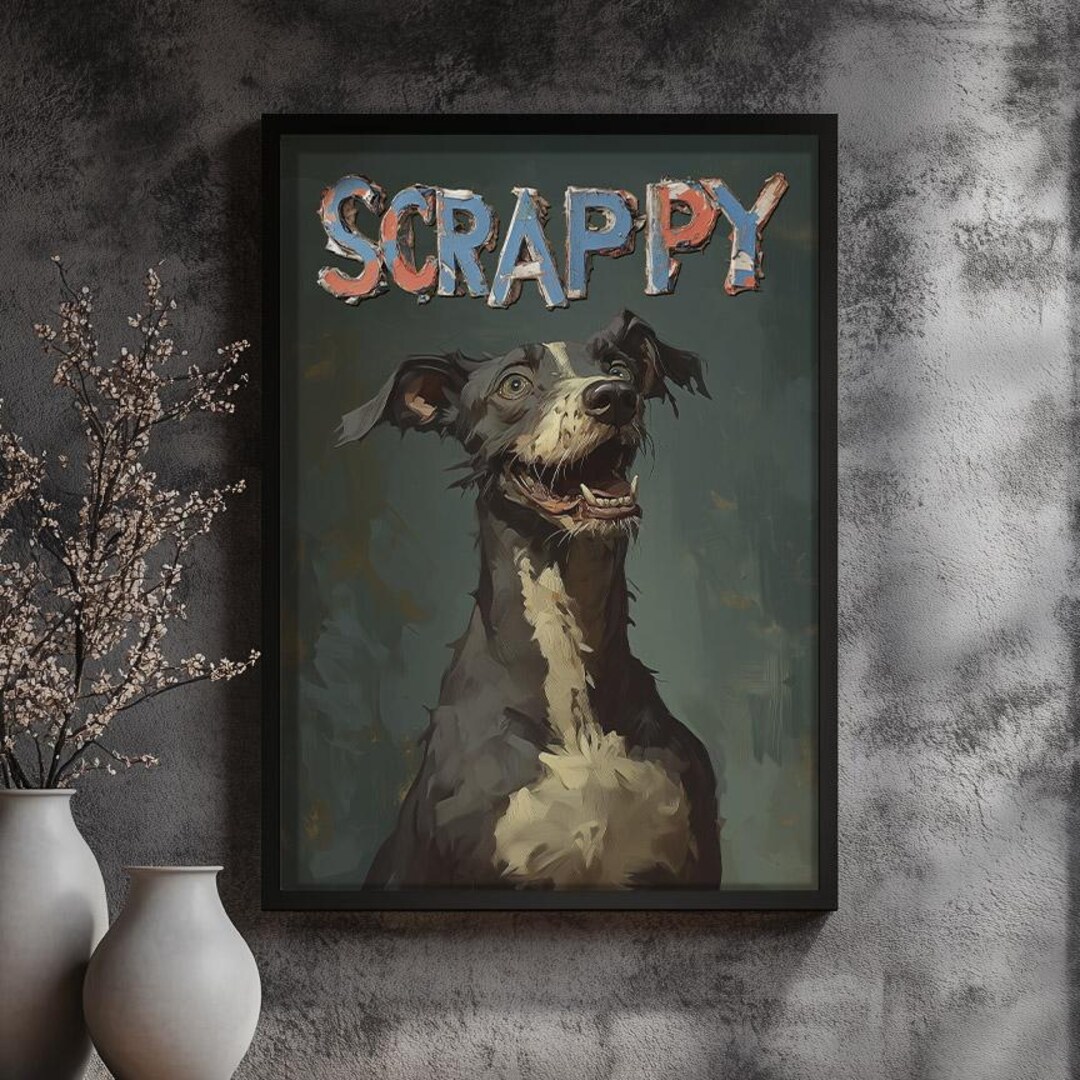 Art Print - Scrappy the Dog With Grunge Style Typography - Etsy