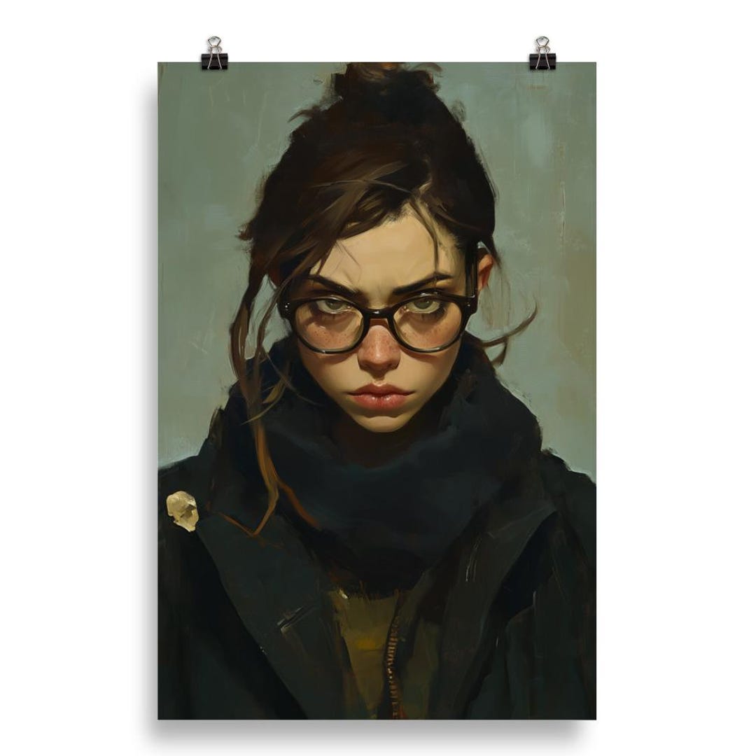 Art Print - Defiant Stare: Moody Portrait of a Fierce Young Woman in ...