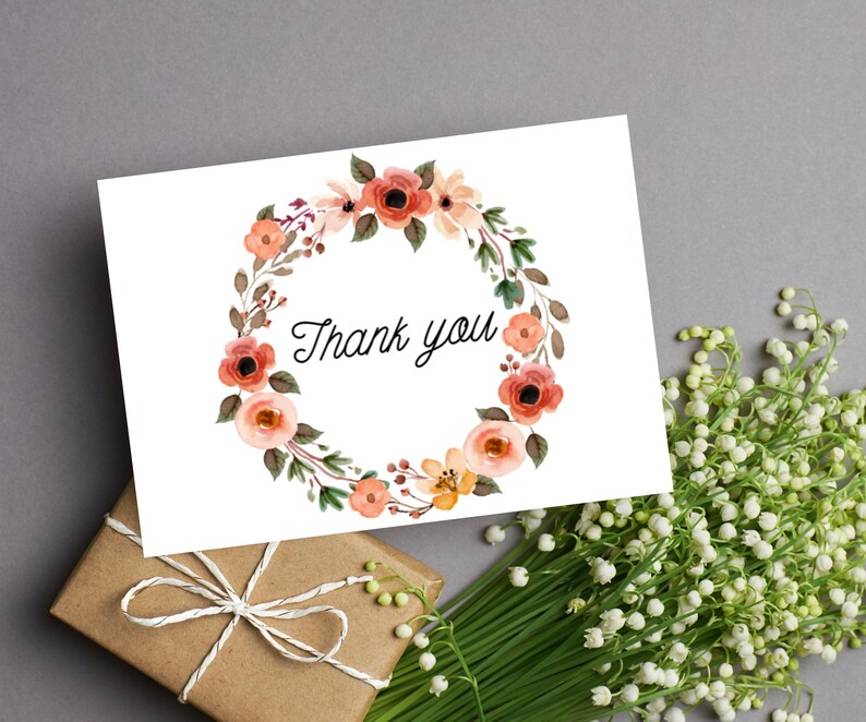 Floral Thank You Card, Printable, Instant Download, 4x6 and 5x7, PDF ... Floral Thank You Card, Printable, Instant Download, 4x6 and 5x7, PDF ...