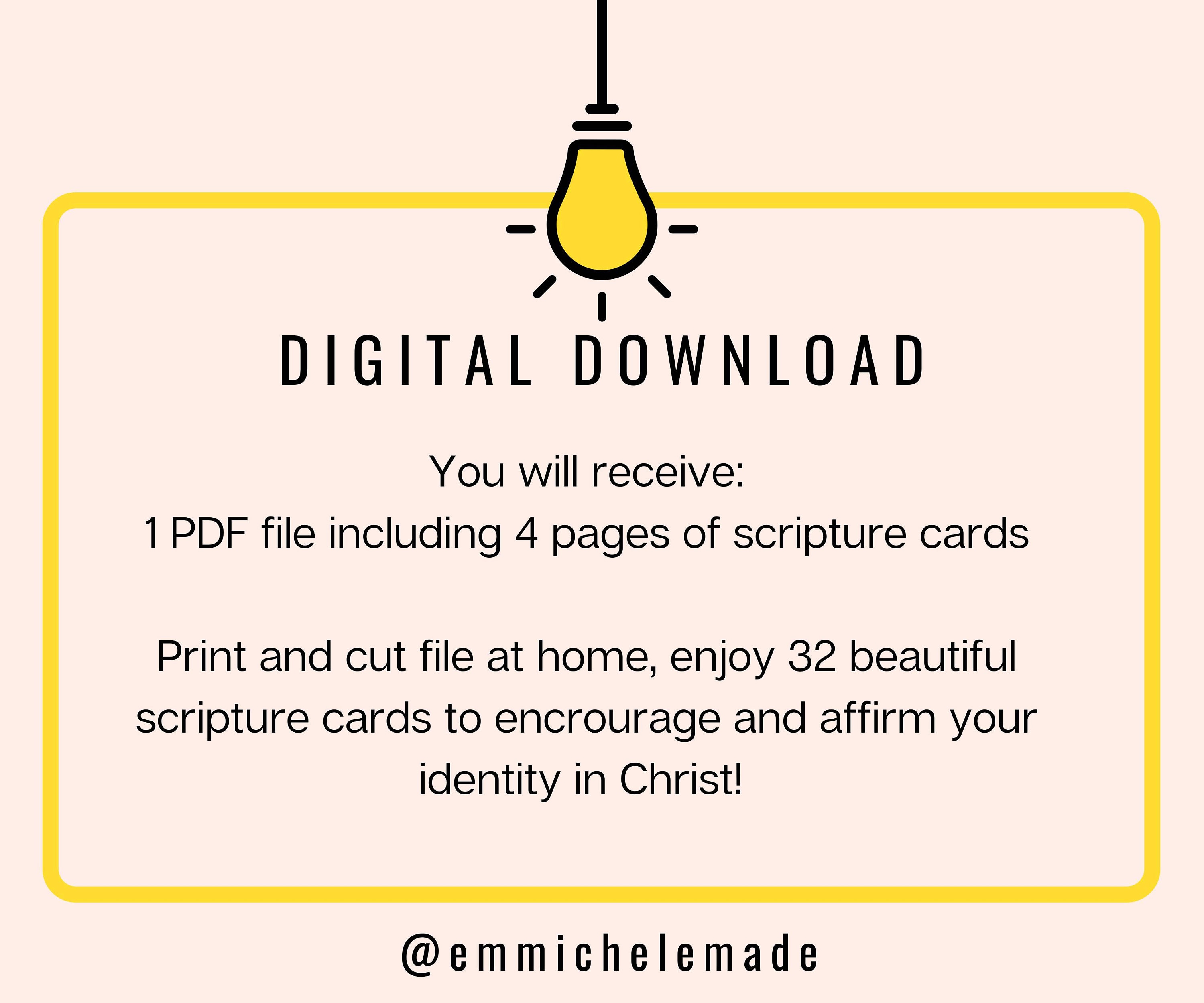 32 Bible Scripture Affirmation Cards, Digital Download, Printable ...