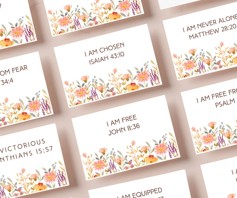24 Colorful Christian Identity Affirmation Cards, Digital Download ...