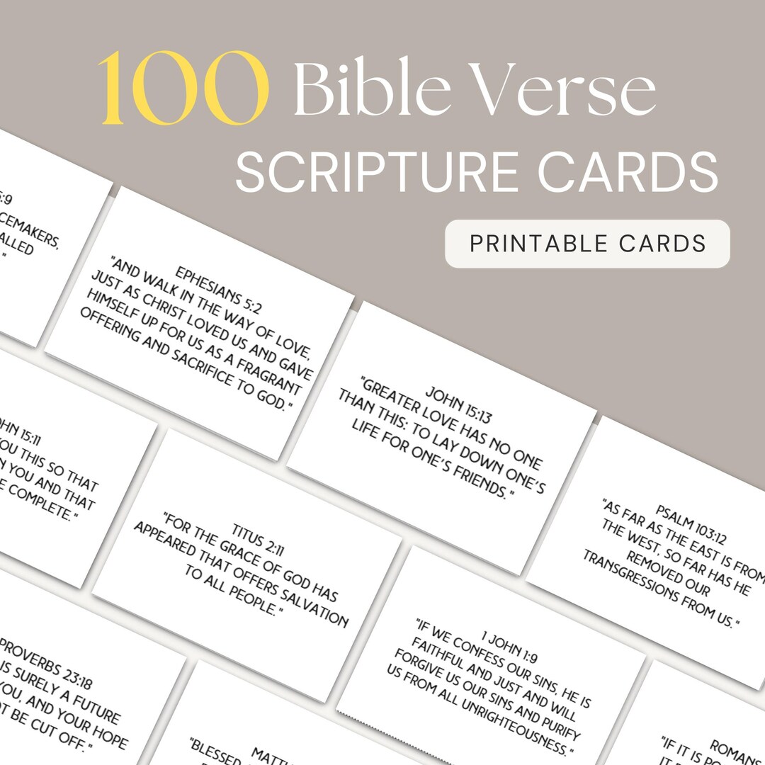 100 Inspirational Bible Verse Cards, Scripture Cards, Minimalist, Bible ...
