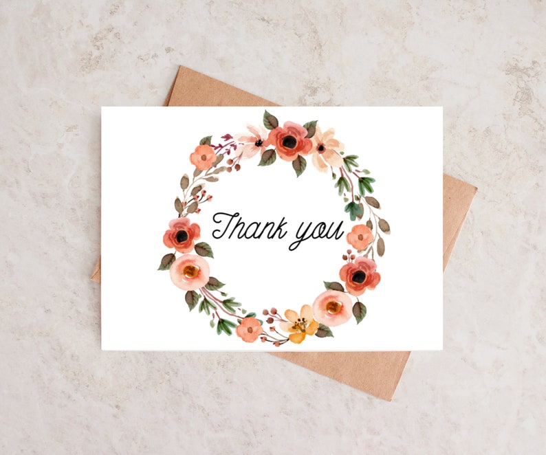 Floral Thank You Card, Printable, Instant Download, 4x6 and 5x7, PDF ... Floral Thank You Card, Printable, Instant Download, 4x6 and 5x7, PDF ...