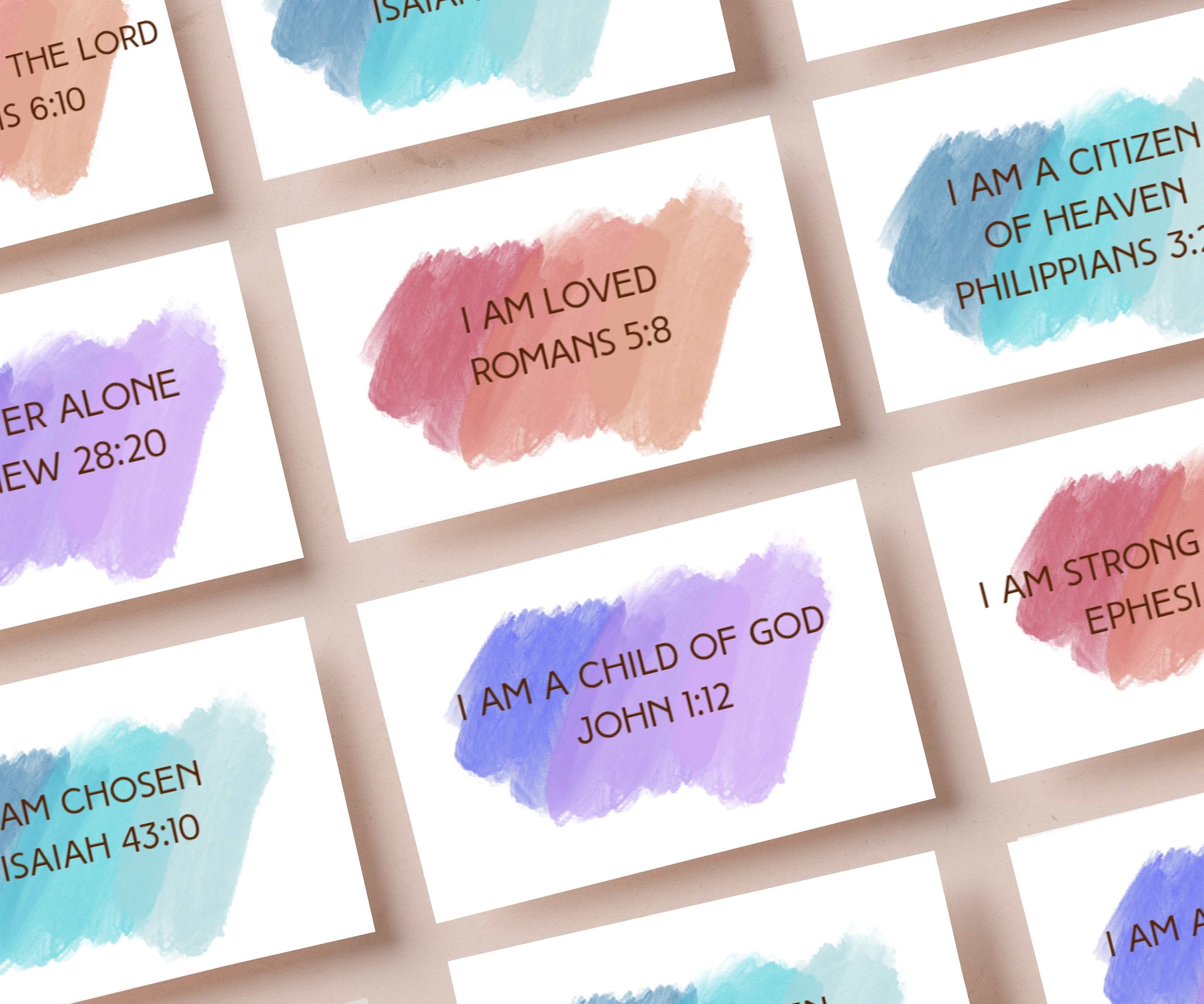 24 Bible Verse Affirmation Cards, Digital Download, Printable Christian ...