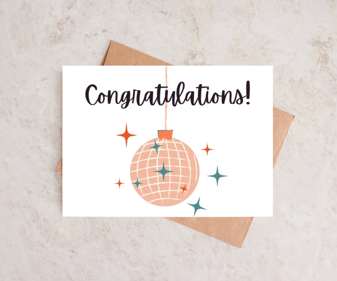 Retro Congratulations Card | Printable Congratulations Card | Digital ...