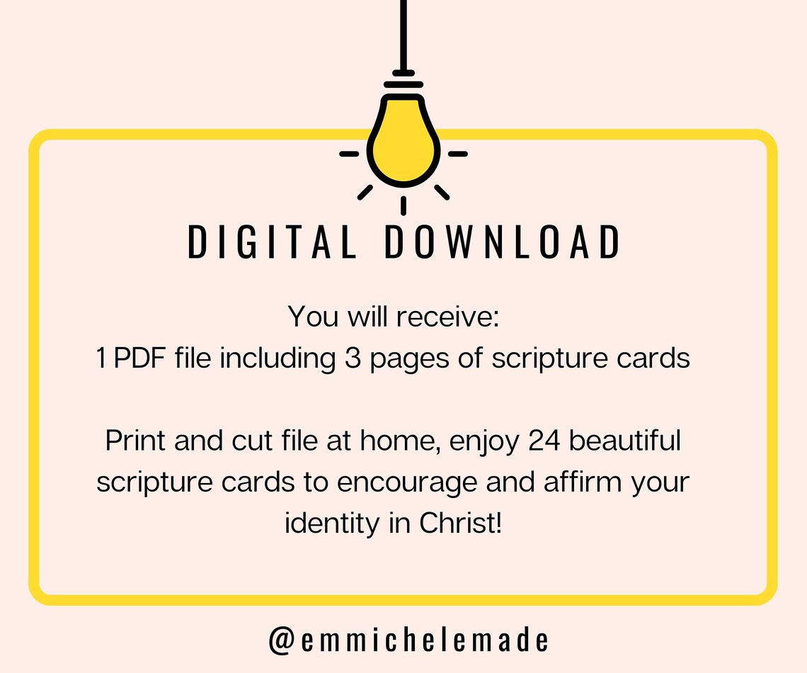 24 Bible Verse Affirmation Cards, Digital Download, Printable Christian ...