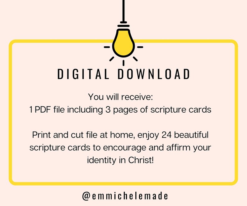 24 Bible Verse Affirmation Cards, Digital Download, Printable Christian ...