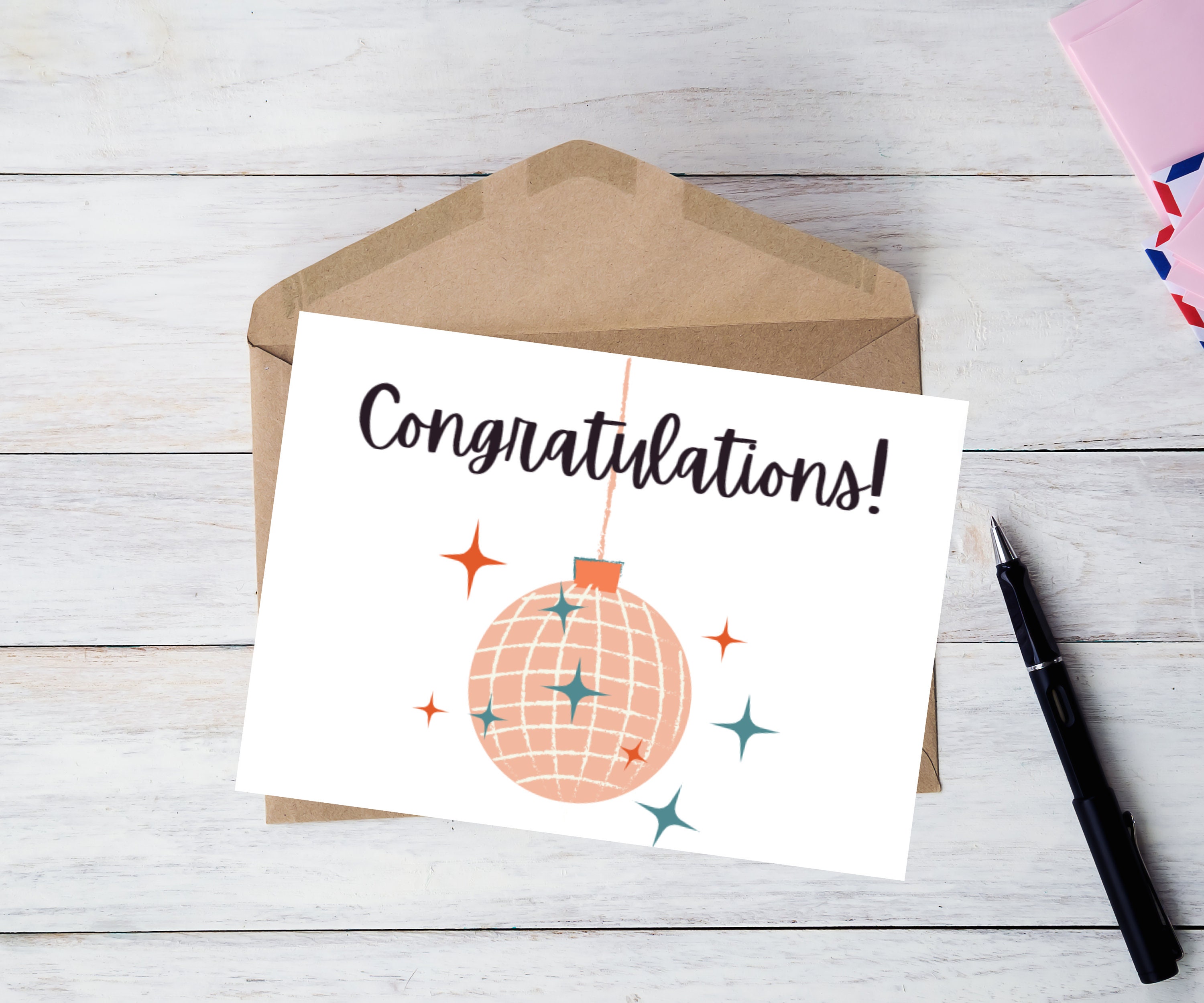 Retro Congratulations Card | Printable Congratulations Card | Digital ...