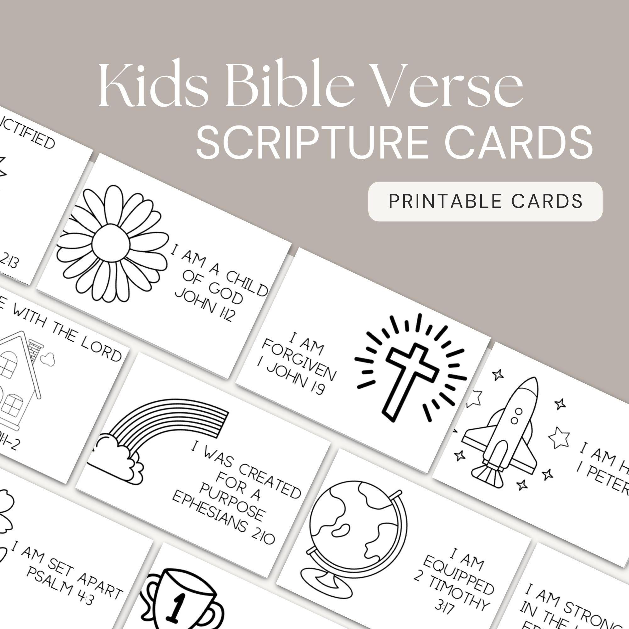 24 Bible Verse Coloring Affirmation Cards for Kids | Kids Bible ...