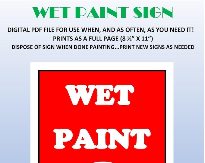 Printable Wet Paint Sign in US Letter and A4 Sizes, Instant Download ...
