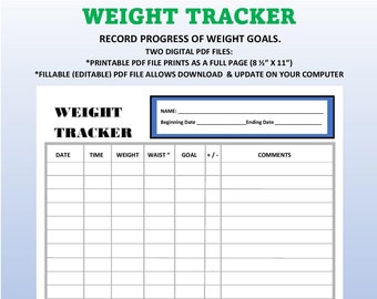 Weight Tracker Weight Log Weight Loss Fitness Tracker - Etsy