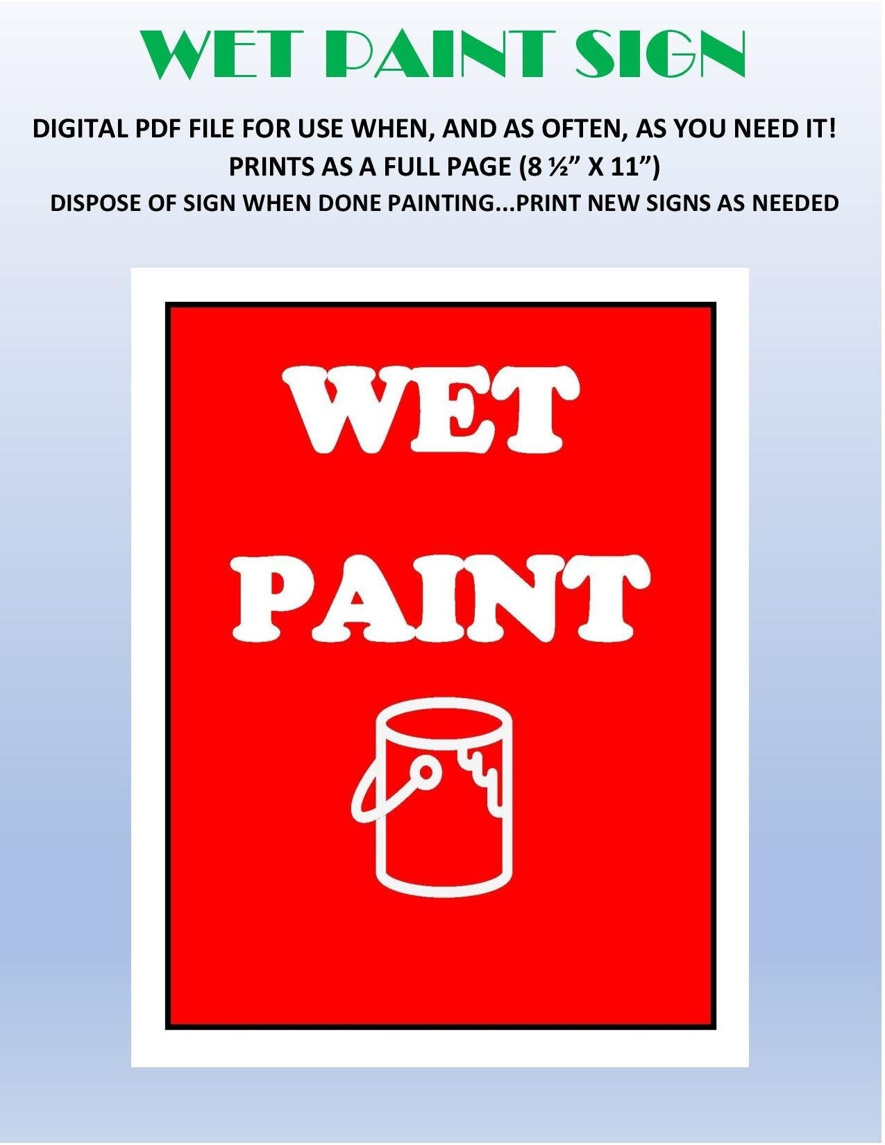 Wet Paint Printable. Digital PDF File. - Etsy