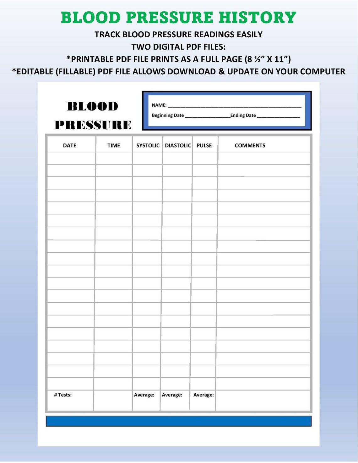 Blood Pressure Tracking Chart, Blood Pressure Log, Blood Pressure ...
