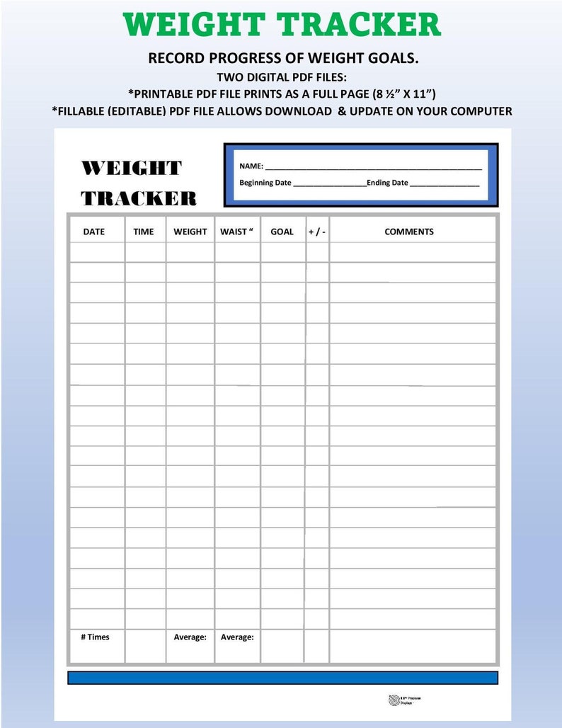 Weight Tracker. Weight Chart. Weight Log. - Etsy