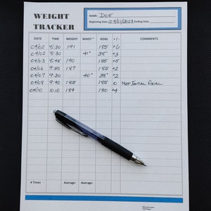 Weight Tracker. Weight Chart. Weight Log. - Etsy Canada