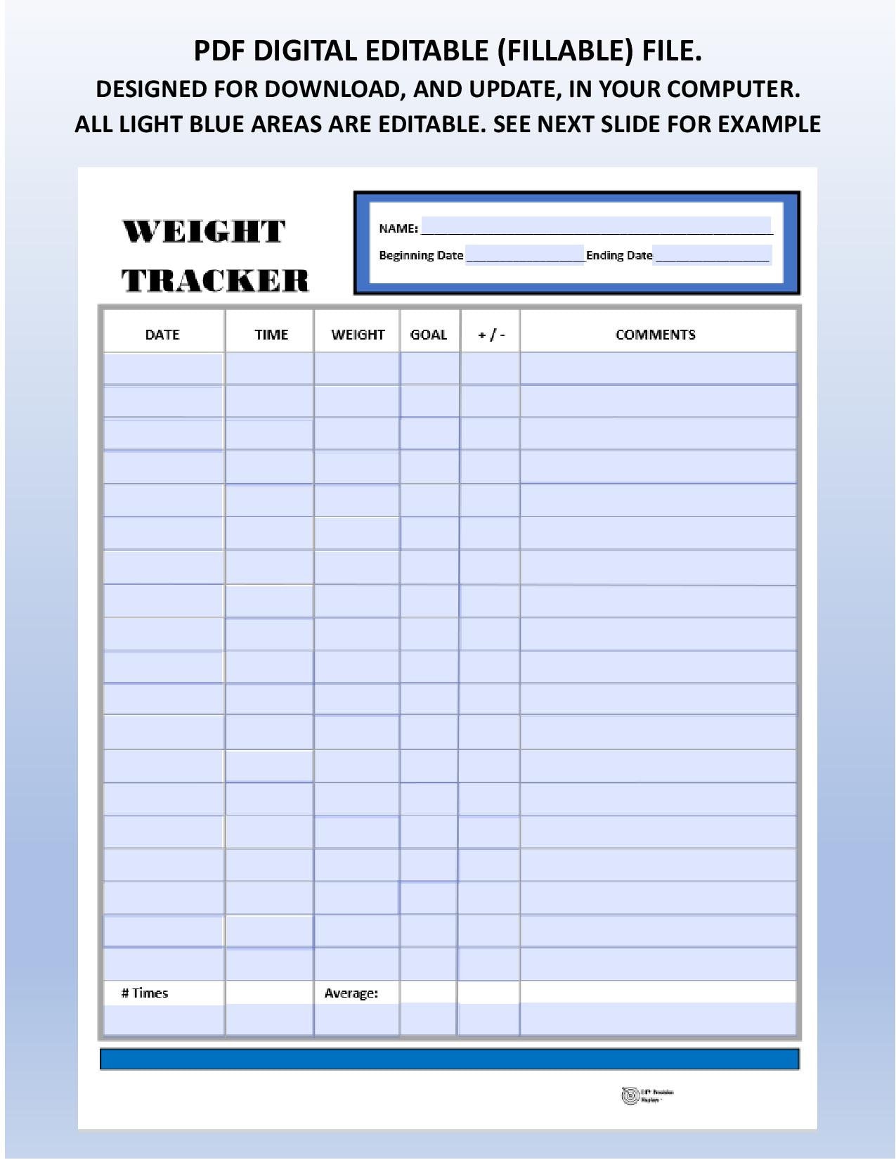 Weight Tracker. Weight Chart. Weight Log. - Etsy