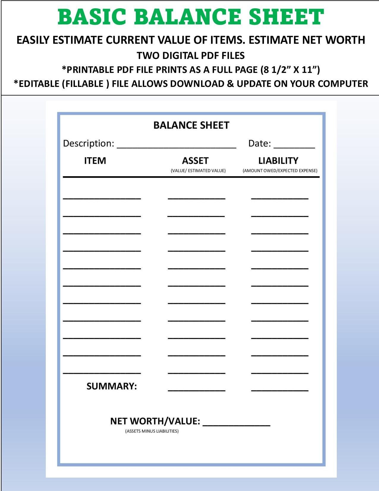 Basic Balance Sheet